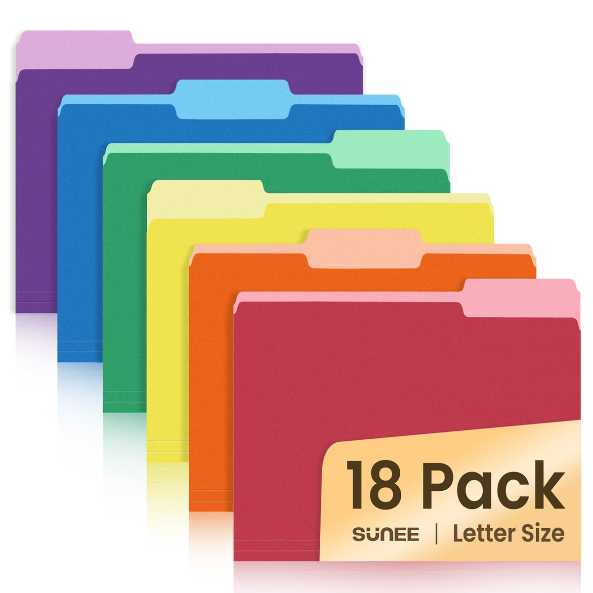 SUNEE File Folders, 18 Pack Manilla Folders 8.5 x 11, Colored Folder O