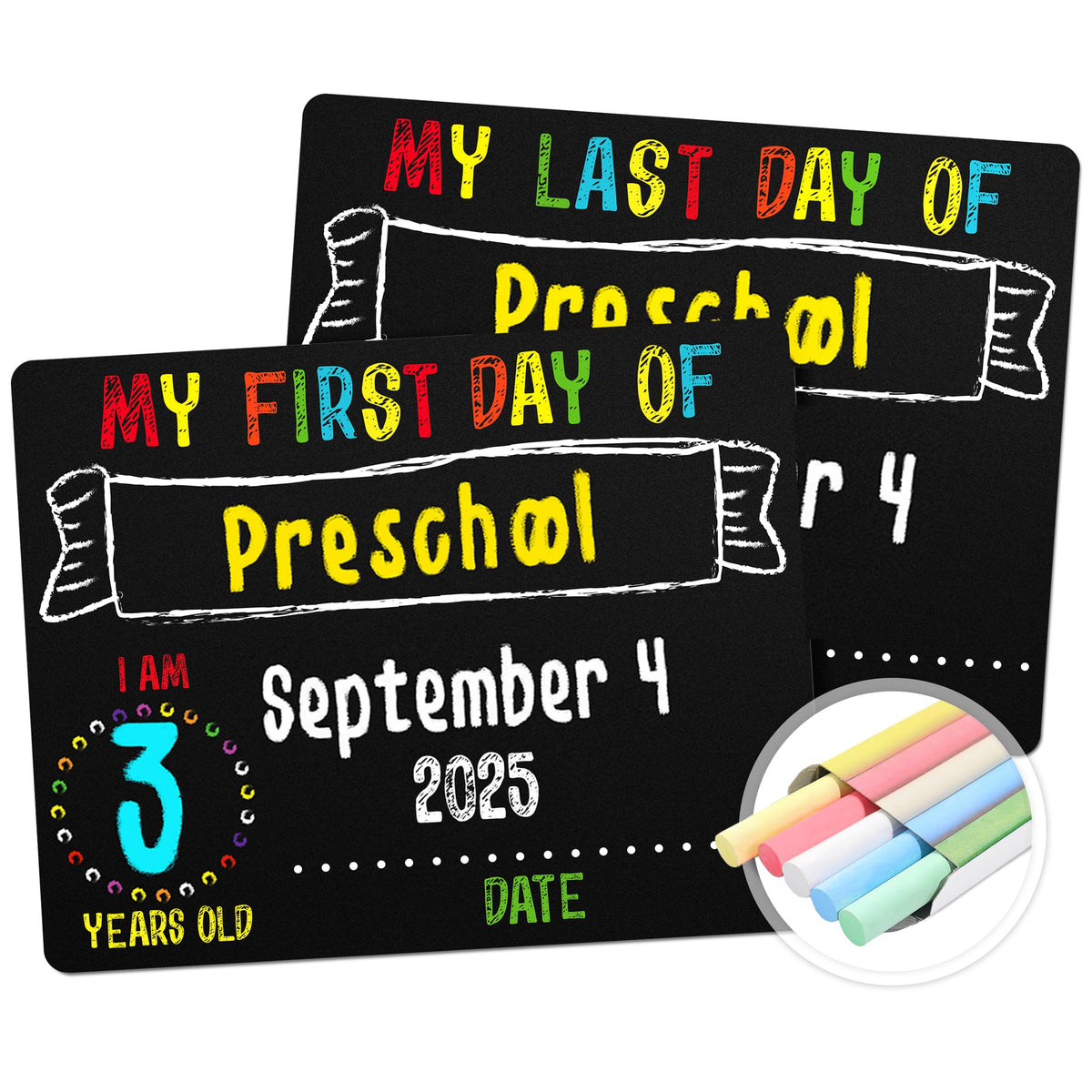 First & Last Day of School Chalkboard Sign (8.5x11 inches, Double-Side ...