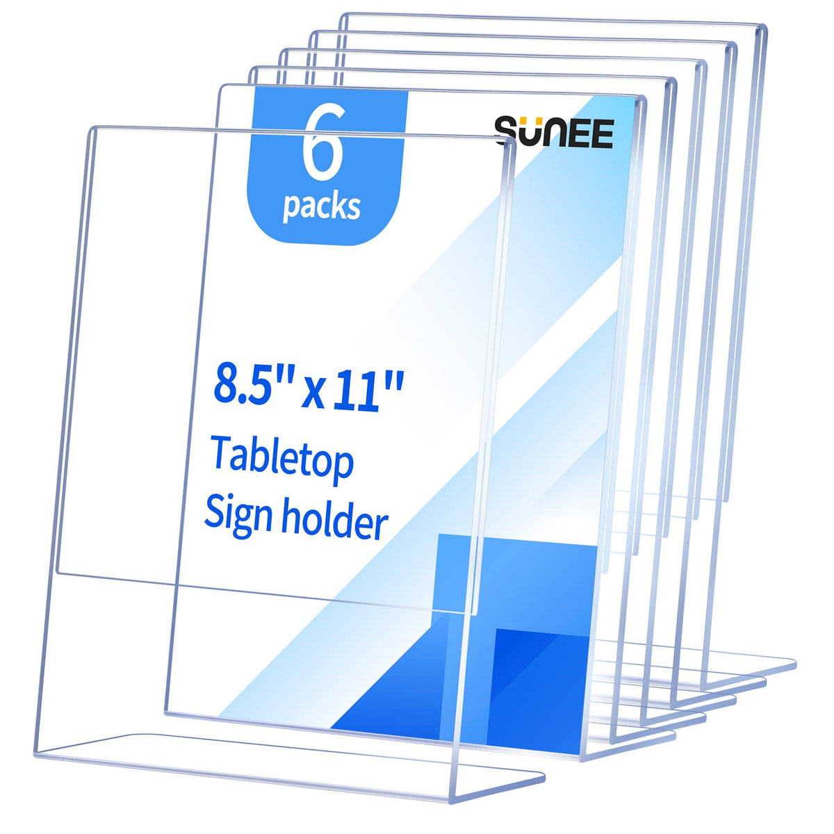 SUNEE 6 Packs Clear Plastic L-shape Frame for 8.5x11 Paper