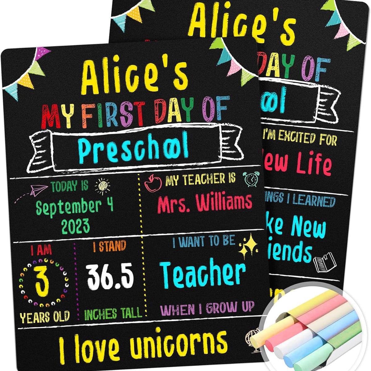 First & Last Day of School Chalkboard Sign (11x14 inch, Double-Sided) – SUNEE