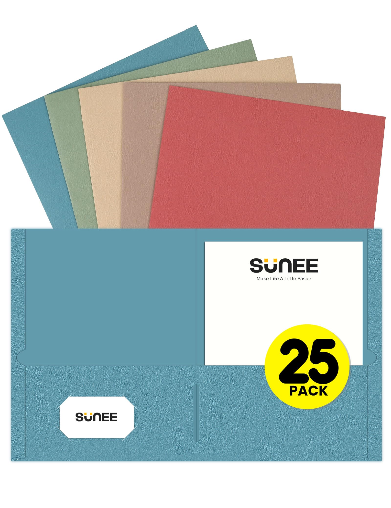 SUNEE Folders with Pockets(25 Pack, Retro Colors), 2 Pocket Folders Fi