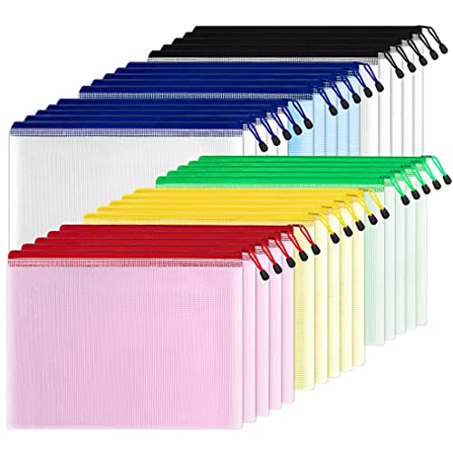SUNEE Plastic Mesh Zipper Pouch - 30 Packs