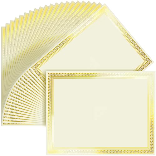 SUNEE Certificate Papers - Blank Gold Foil Border, 8.5x11 for Diploma