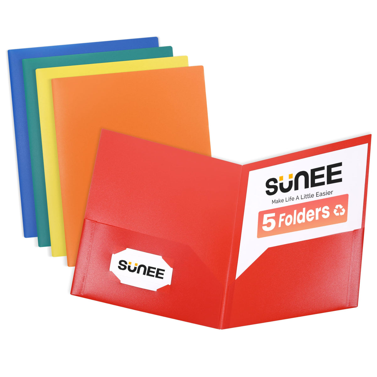 SUNEE Folders with Pockets 5 Pack Fit 8.5x11 Letter Size Paper