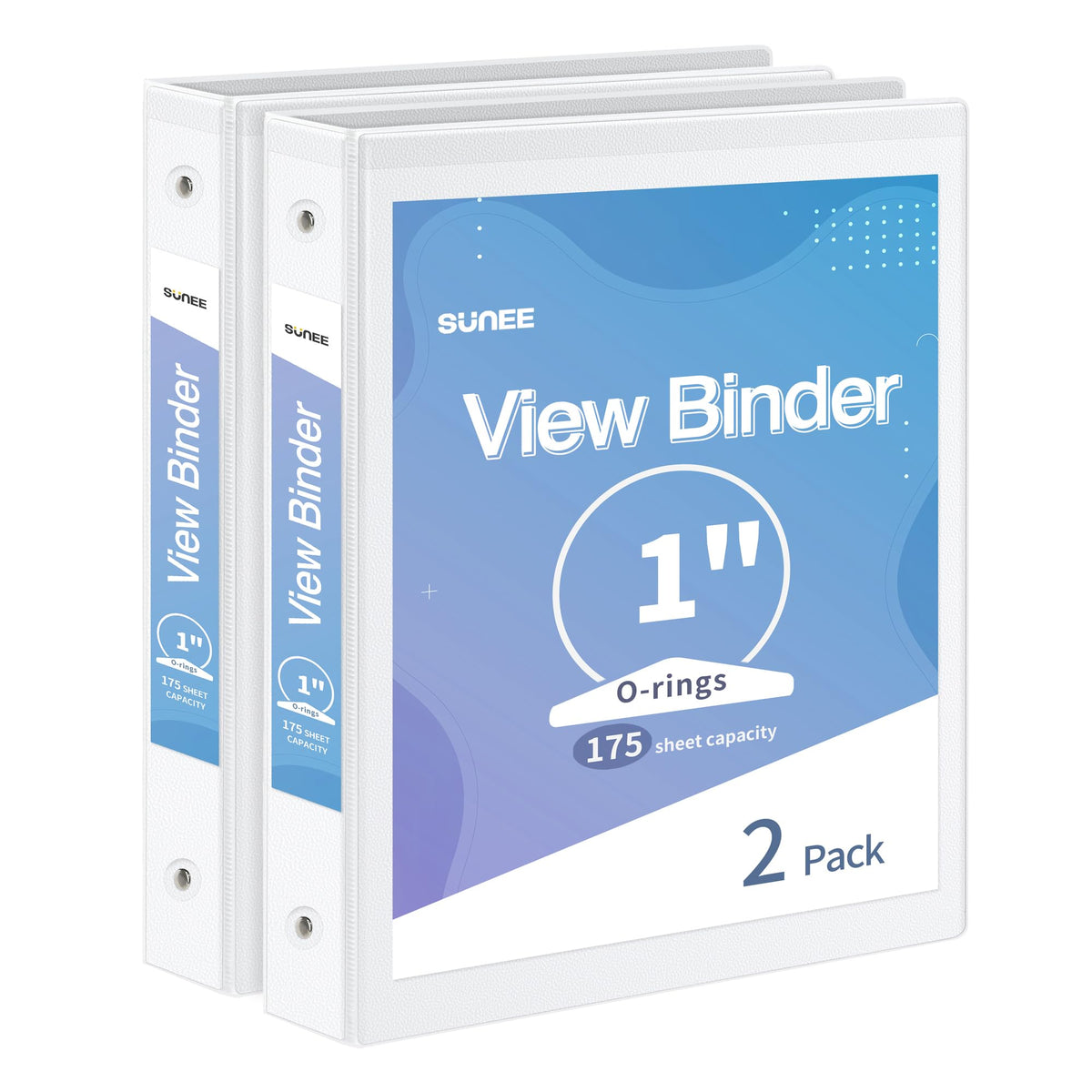 SUNEE 3 Ring View Binder PVC-Free Fit 8.5x11" Paper and Sleeves -White
