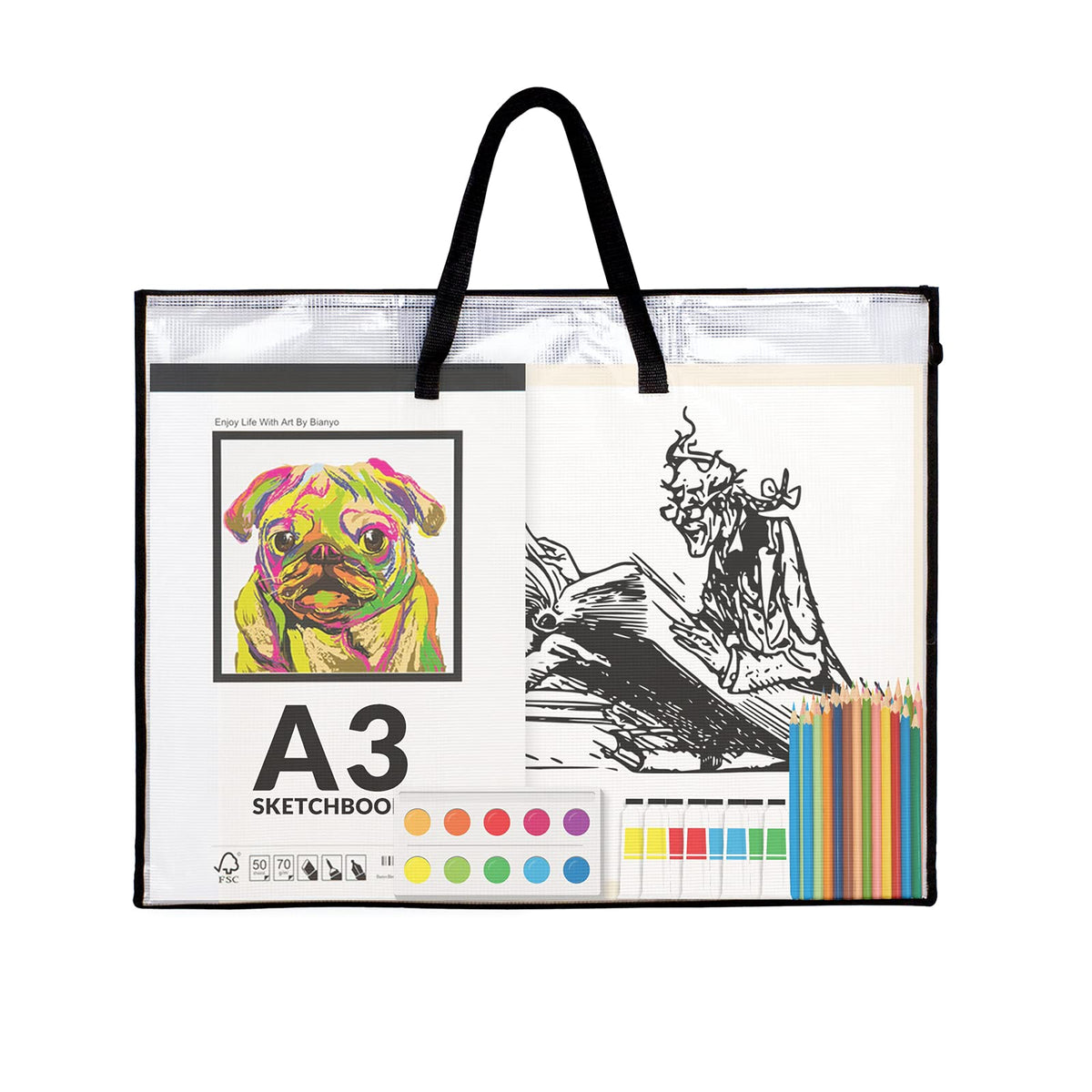 SUNEE Art Portfolio Artist Supply Organizer Bag 19x25