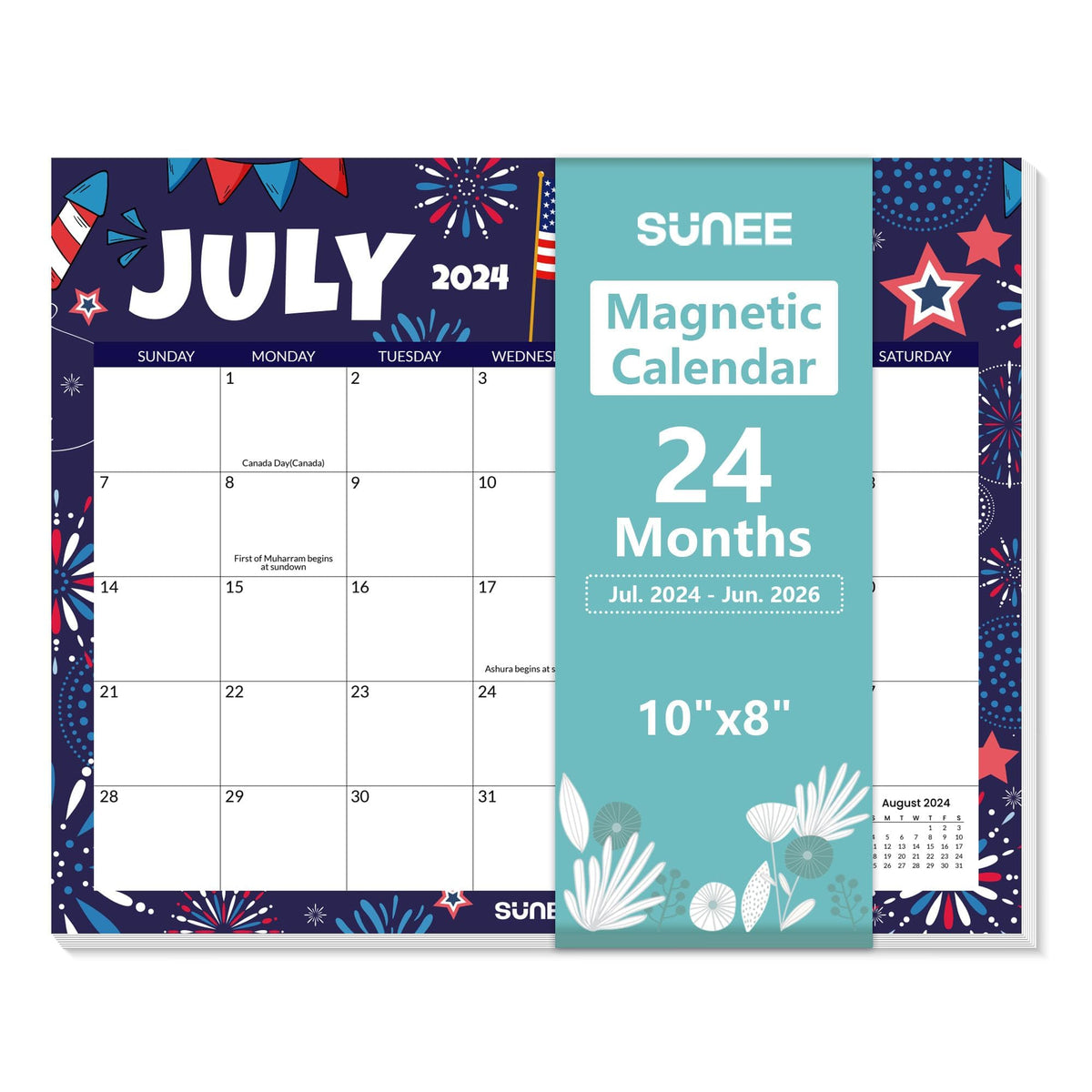 Magnetic Calendar for Fridge 8" x 10" from Jul 2024 to Jun 2026 – SUNEE