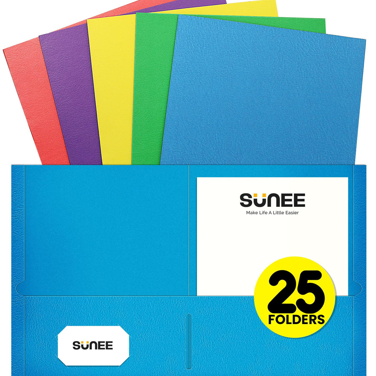 SUNEE Folders with 2 Pockets Fit Letter Size Paper - 25 Packs