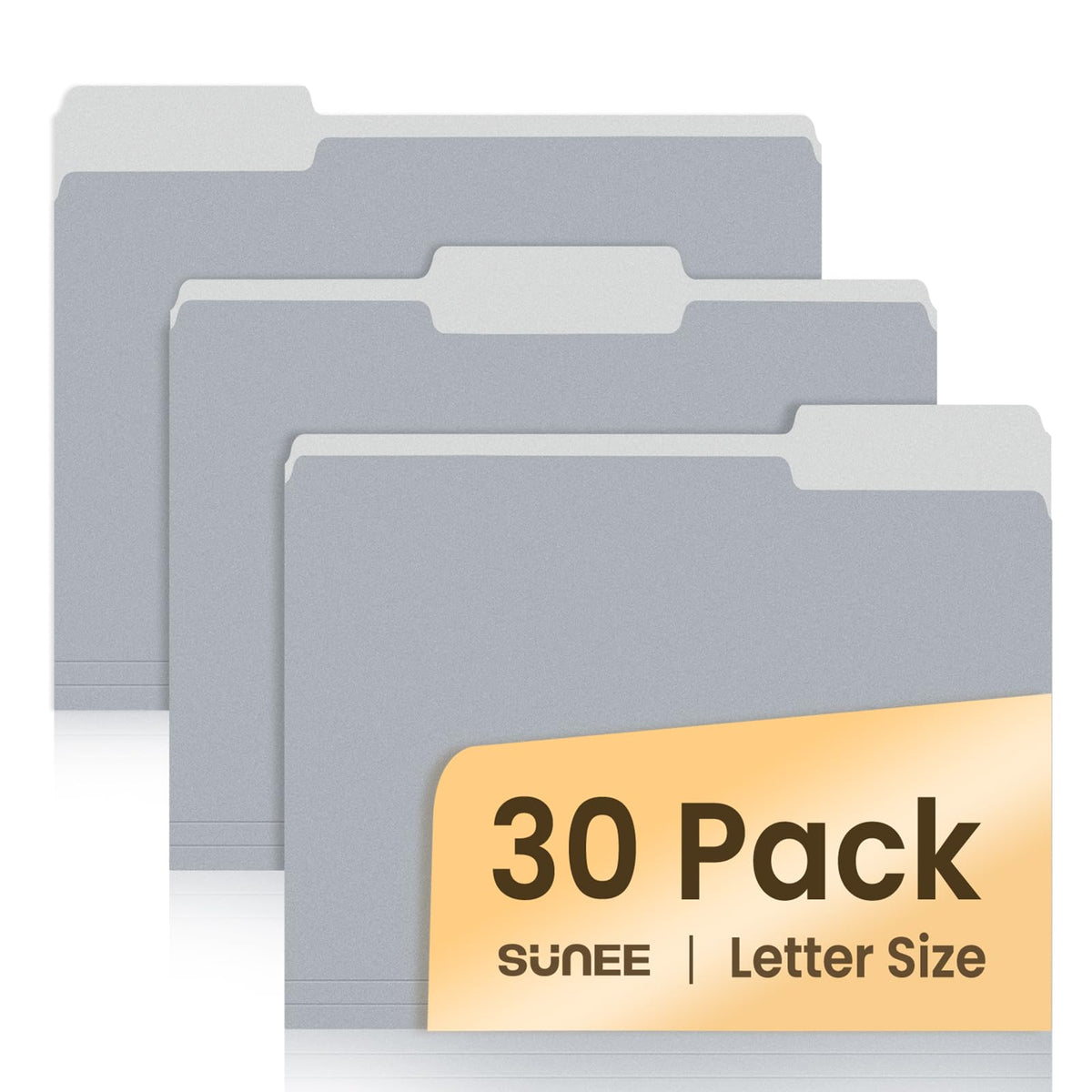 SUNEE Gray File Folders 30 Pack | 8.5x11 Office Filing